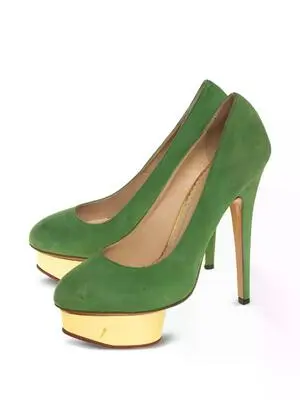 CHARLOTTE OLYMPIA 140mm Suede Platform Pumps - Green
