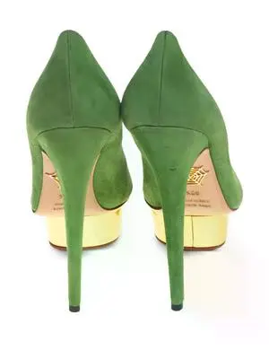 CHARLOTTE OLYMPIA 140mm Suede Platform Pumps - Green