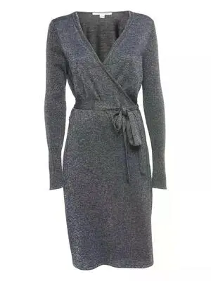 Diane Von Furstenberg Metallic Wrap Midi Dress - Blue