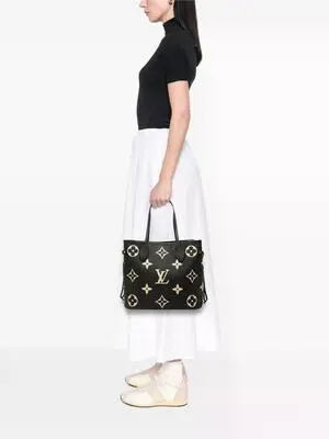 LOUIS VUITTON Bicolor Monogram Giant Empreinte Neverfull Mm Tote Bag - Black