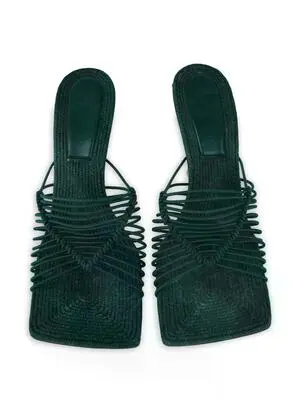 Bottega Veneta 100mm Raffia Heeled Sandals - Green