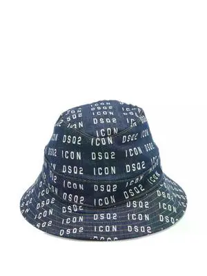 Dsquared2 Logo Print Denim Hat - Blue