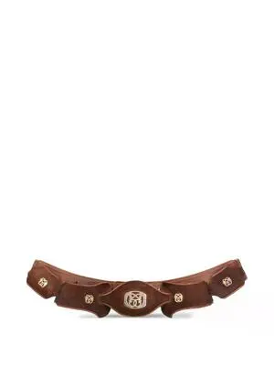 PIROVANO VINTAGE Suede Belt With Gold-tone Hardware - Brown