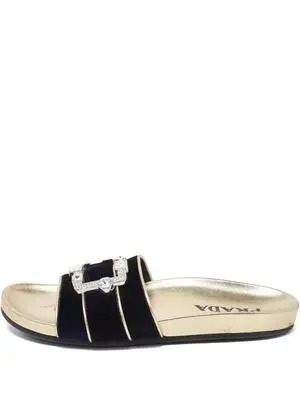 Prada Jewel-buckle Slides - Black