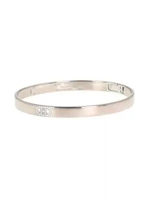 Hermès White Gold Diamond H D'ancre Bracelet - Silver