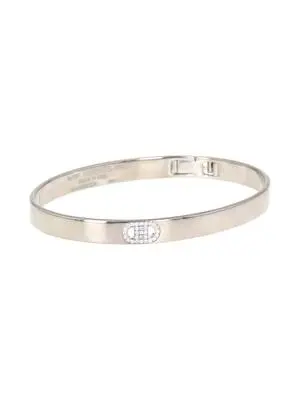 Hermès White Gold Diamond H D'ancre Bracelet - Silver