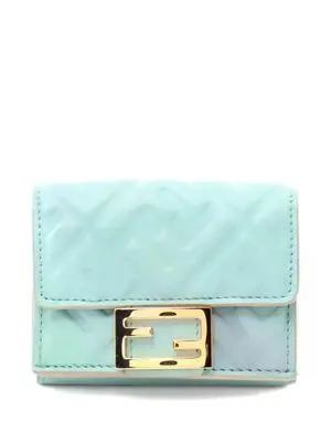 Fendi 20s Baguette Micro Trifold Leather Wallet - Blue
