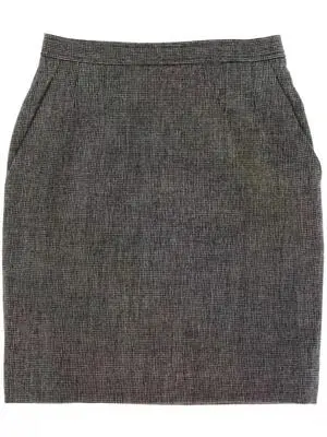 Saint Laurent 1980s Wool Pencil Skirt - Black
