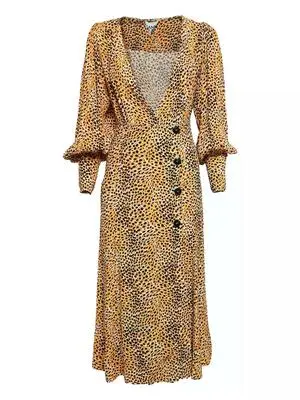 GANNI Animal-print Midi Dress - Neutrals