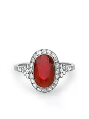 PRAGNELL Platinum Edwardian Burmese Ruby And Diamond Ring - Silver