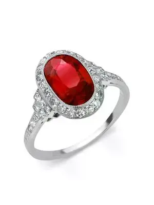 PRAGNELL Platinum Edwardian Burmese Ruby And Diamond Ring