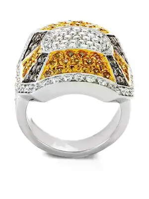ORO TREND 18k White Gold Diamond And Yellow Sapphire Ring