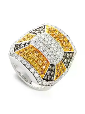 ORO TREND 18k White Gold Diamond And Yellow Sapphire Ring