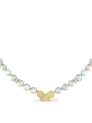 LB EXCLUSIVE 18k Yellow Butterfly Pearl And Diamond Necklace - Gold