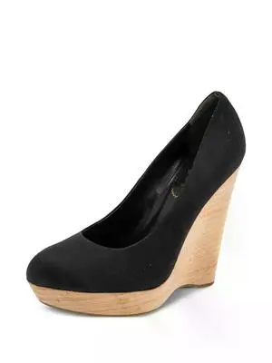 Saint Laurent 140mm Suede Platform Wedge Pumps
