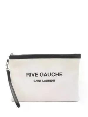 Saint Laurent Rive Gauche Clutch Bag - Neutrals