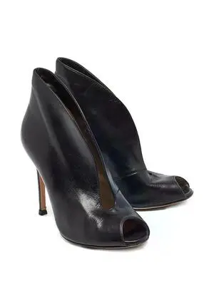 GIANVITO ROSSI Leather Peep Toe Stiletto Boots