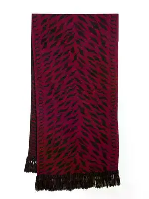 Saint Laurent 1980s Jacquard-knit Wool Scarf - Purple