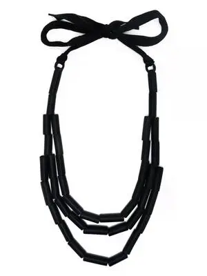 Prada 2000s Triple-strap Silk Sautoir Necklace - Black