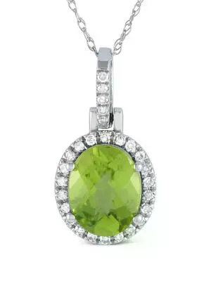 LB EXCLUSIVE 14kt White Gold Diamond And Peridot Pendant Necklace - Silver