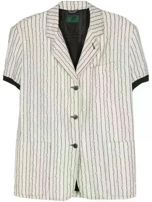 JEAN PAUL GAULTIER 1990s Bone-motif Striped Jacket - Neutrals