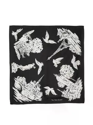 Saint Laurent 1990s Graphic-print Silk Scarf - Black
