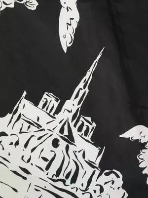 Saint Laurent 1990s Graphic-print Silk Scarf - Black