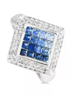 LB EXCLUSIVE 14k White Gold Sapphire And Diamond Ring - Silver