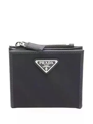 Prada 2013-2025 Saffiano-trimmed Tessuto Zip Bifold Wallet Small Wallets - Black