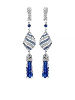 REWIND VINTAGE AFFAIRS Sapphire Drop Earrings - Silver