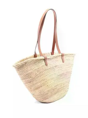 Celine Raffia And Leather Tote Bag