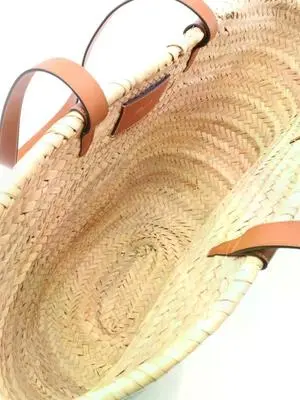 Celine Raffia And Leather Tote Bag