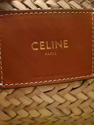 Celine Raffia And Leather Tote Bag