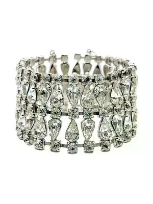 JENNIFER GIBSON JEWELLERY 1950s Teardrop Rhinestone Cocktail Bracelet