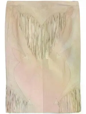 Versace 2000s Fringe-detail Panelled Skirt - Neutrals