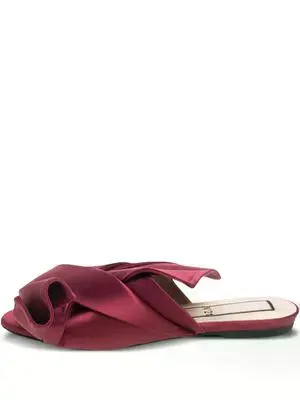 N°21 Twisted Satin Flat Sandals - Red