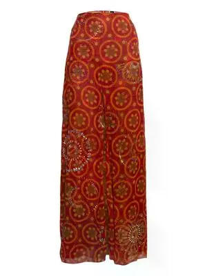 Gianfranco Ferre Beaded Printed Maxi Skirt