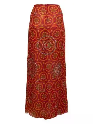 Gianfranco Ferre Beaded Printed Maxi Skirt