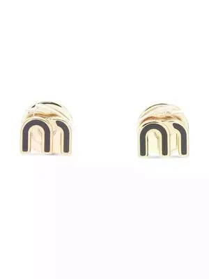 Miu Miu Logo-plaque Earrings - Gold