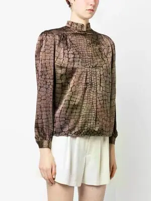 Valentino Garavani 1980s Geometric-print Silk Blouse