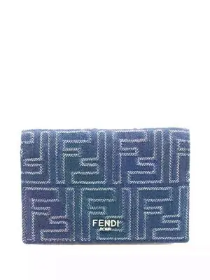 Fendi 2020s Denim Leather Wallet - Blue