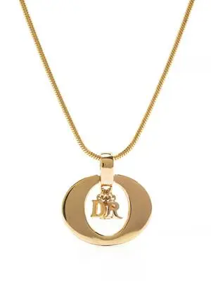 Dior 1990s Logo Charm Chain Necklace - Gold