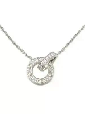 Cartier 2010s 18k White Gold Baby Love Diamonds Necklace - Silver