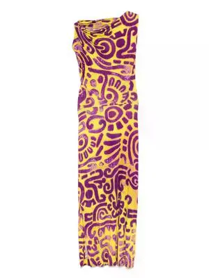 VIVIENNE WESTWOOD 2014s Abstract-print Midi Dress - Yellow