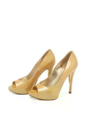 GINA 115mm Leather Peep Toe Pumps