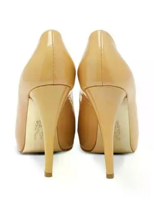 GINA 115mm Leather Peep Toe Pumps