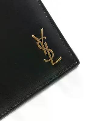 Saint Laurent Cassandre Bi-fold Leather Wallet - Black