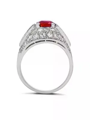 BVLGARI 1960s Platinum Trombino Ruby And Diamond Ring
