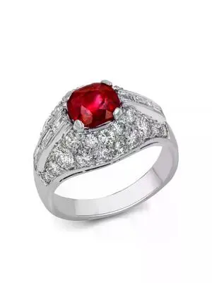 BVLGARI 1960s Platinum Trombino Ruby And Diamond Ring