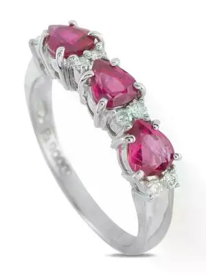 LB EXCLUSIVE Platinum, Diamond, And Ruby Ring - Silver
